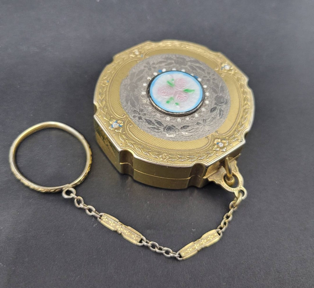 Art Deco Powder Compact Guilloche Enamel Evans, Powder & Rouge Dance ...