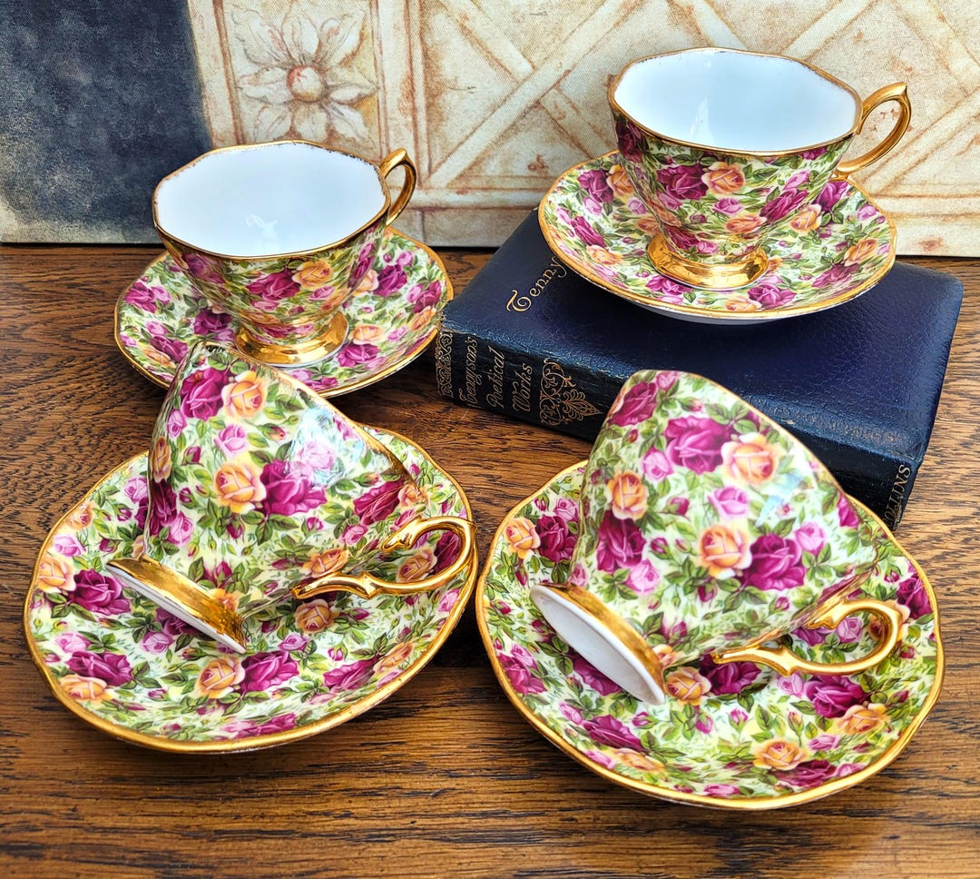 Royal Albert Set of 4 Cups and Saucers, Old Country Roses Chintz ...