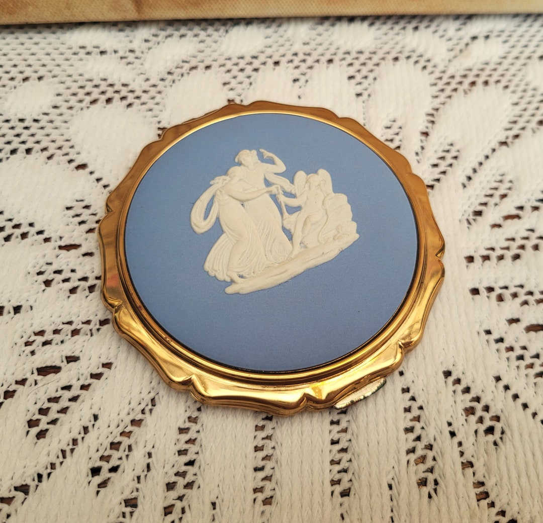 Stratton Wedgwood Jasper Ware Powder Compact, Blue Jasperware Cupid ...