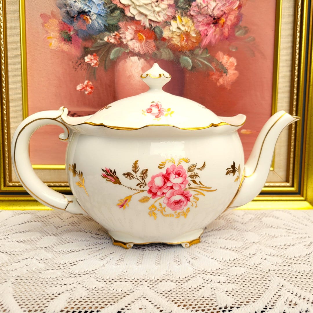 Royal Crown Derby Pinxton Roses Large Teapot, Vintage English China ...