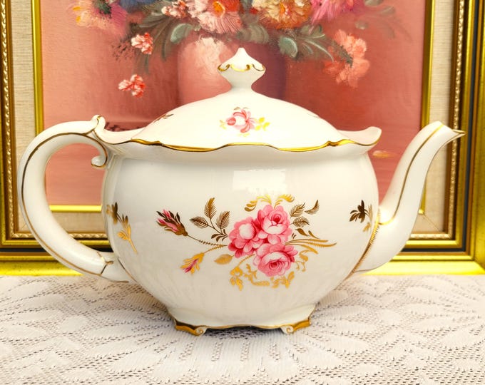 Royal Crown Derby Pinxton Roses Large Teapot, Vintage English China ...