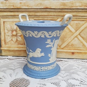 Wedgwood Blue Jasperware Handled Vase With Flower Frog, Centaur Chiron and Achilles, RARE - Etsy