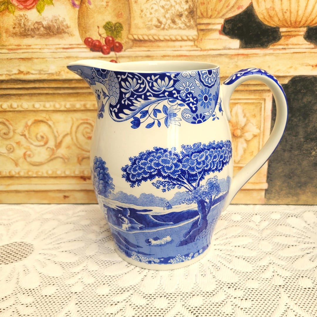 Spode Blue Italian Large Baluster "liverpool" Pitcher Jug, 7.5" High ...