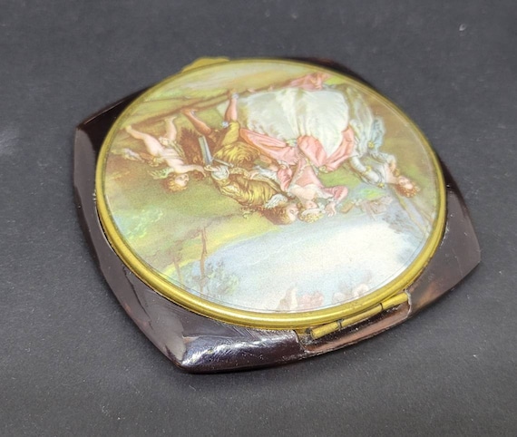 Powder Compact French Bakelite Celluloid,1930s Blind … - Gem