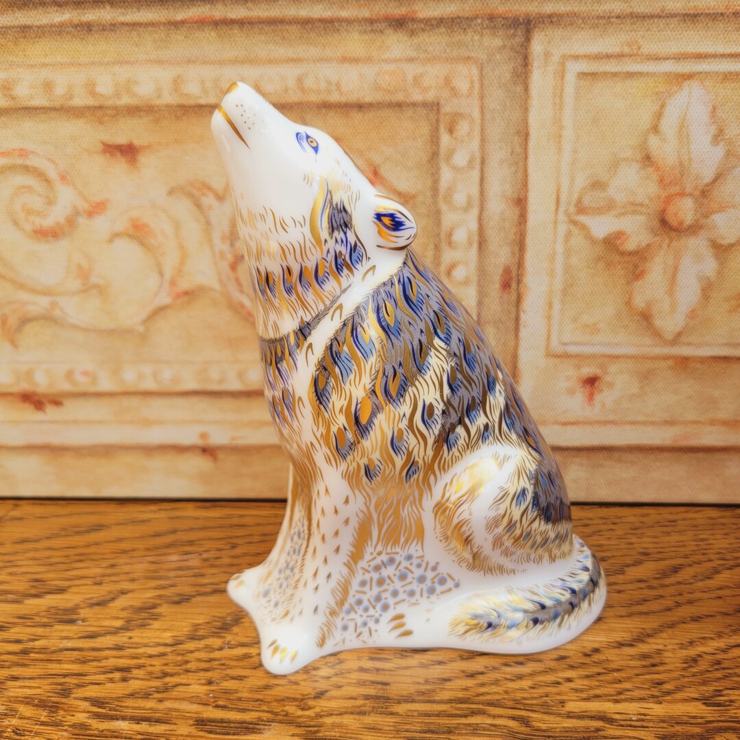 Royal Crown Derby Paperweight "wolf", 1st Quality Gold Stopper BOXED ...