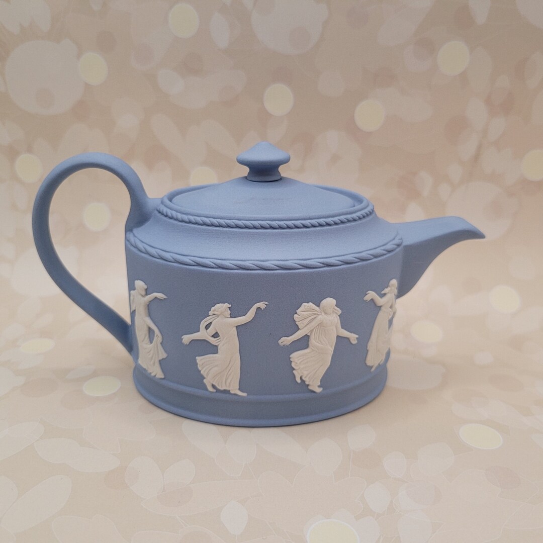 Wedgwood Miniature Blue Jasperware Dancing Hours Teapot , Made in ...