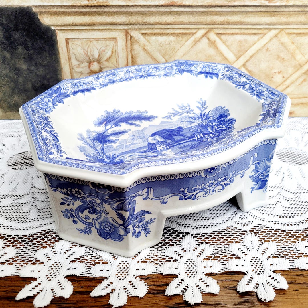 Spode Blue & White Large Dog Pet Bowl "aesop's Fables" the Signature ...