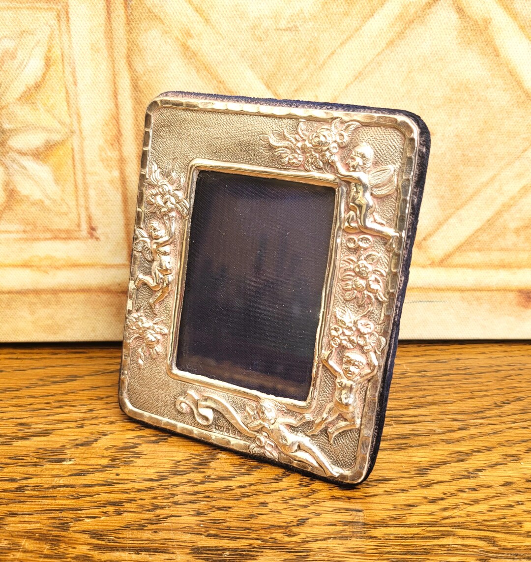 English Silver Small Photo Frame With Fairies & Flowers, London ...