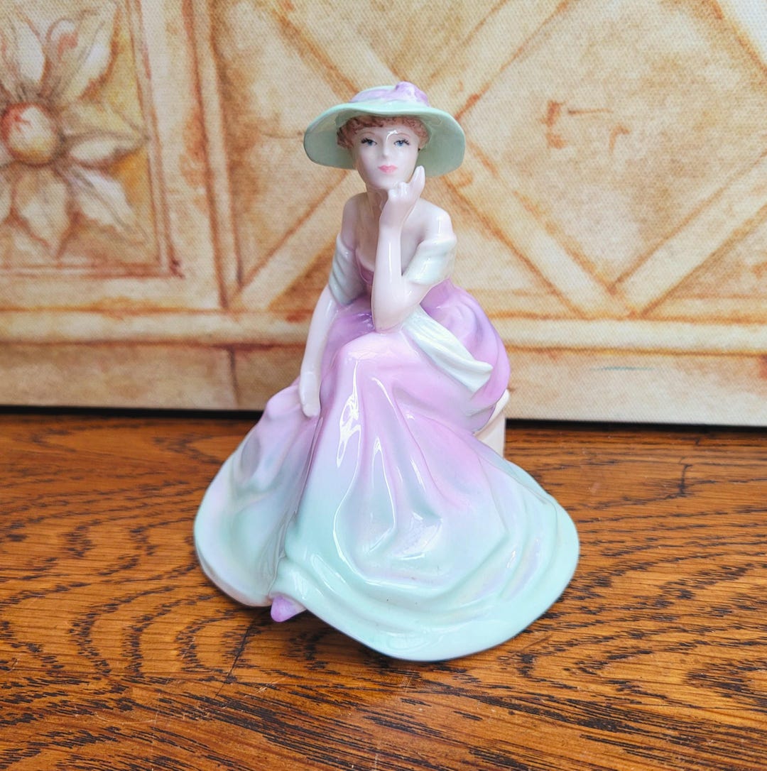 Coalport Bone China Figurine Fascination, Lavender & Green Lady 1990 - Etsy