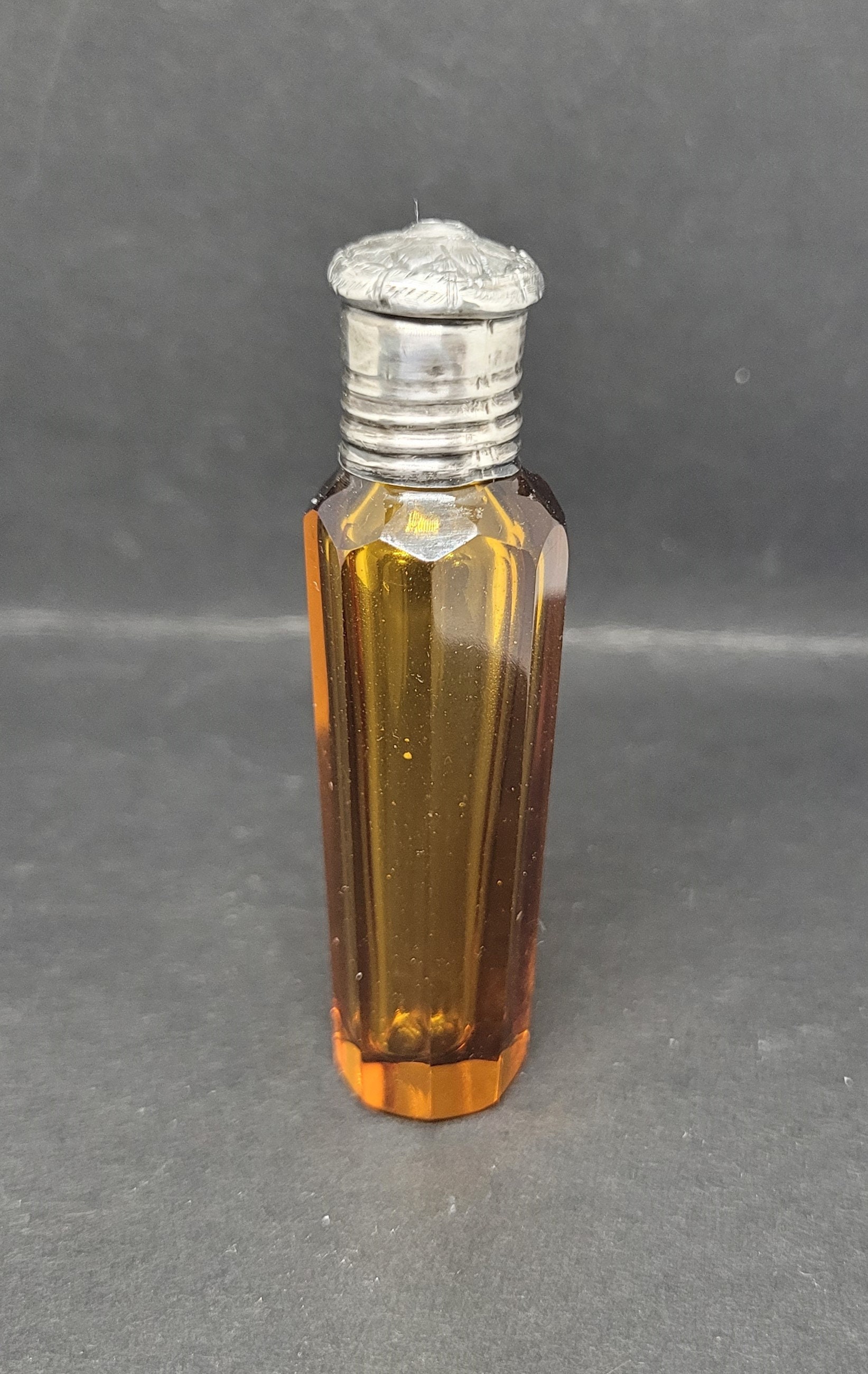 Victorian Amber Glass Scent Bottle Falcon Silver Lid Tapered - Etsy