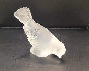 LALIQUE FRANCE Frosted Crystal Bird Sparrow Head up Signed - Etsy