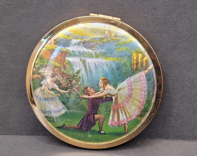 Vintage Melissa Ballerina Powder Compact C1950s Shimmering Foil Effect ...
