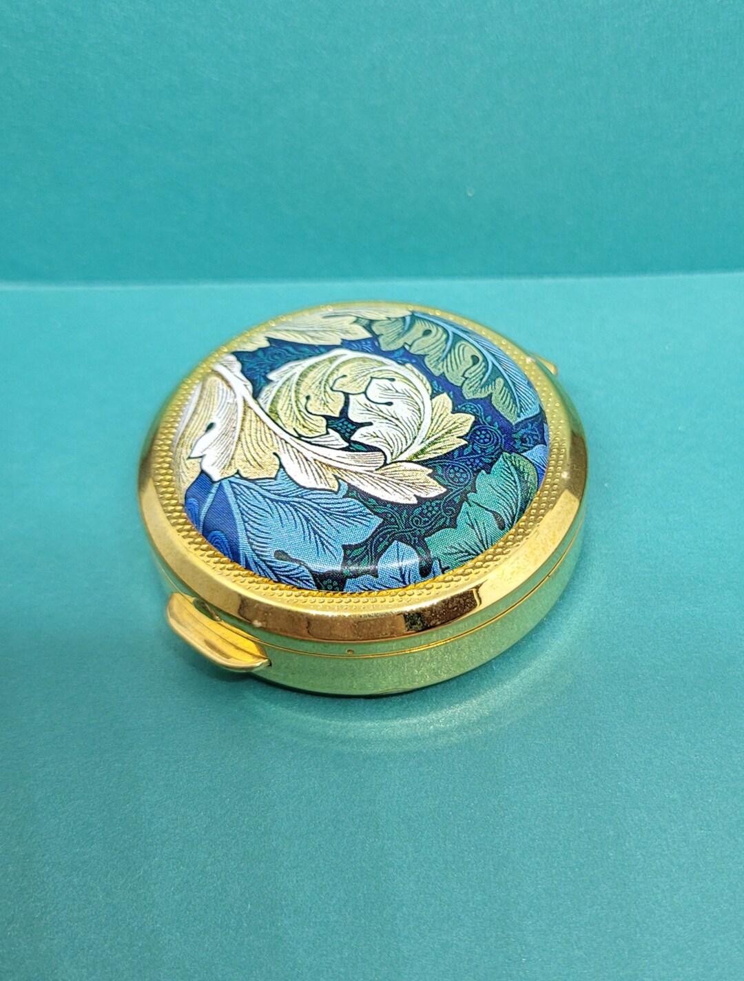Stratton Pill Box William Morris Acanthus Design Goldtone - Etsy Australia