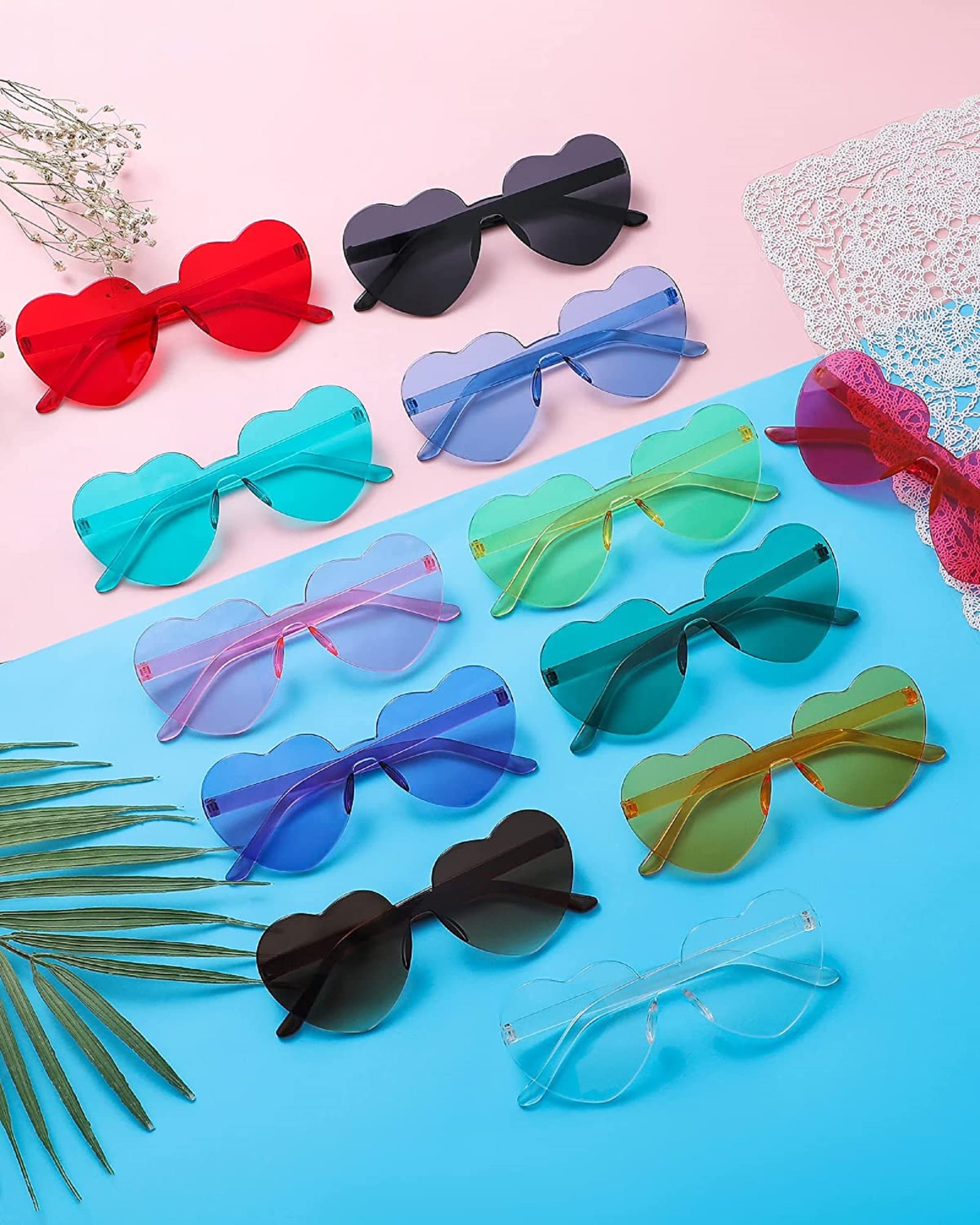 8 Pairs Rimless Sunglasses Heart Shaped Frameless Glasses Etsy