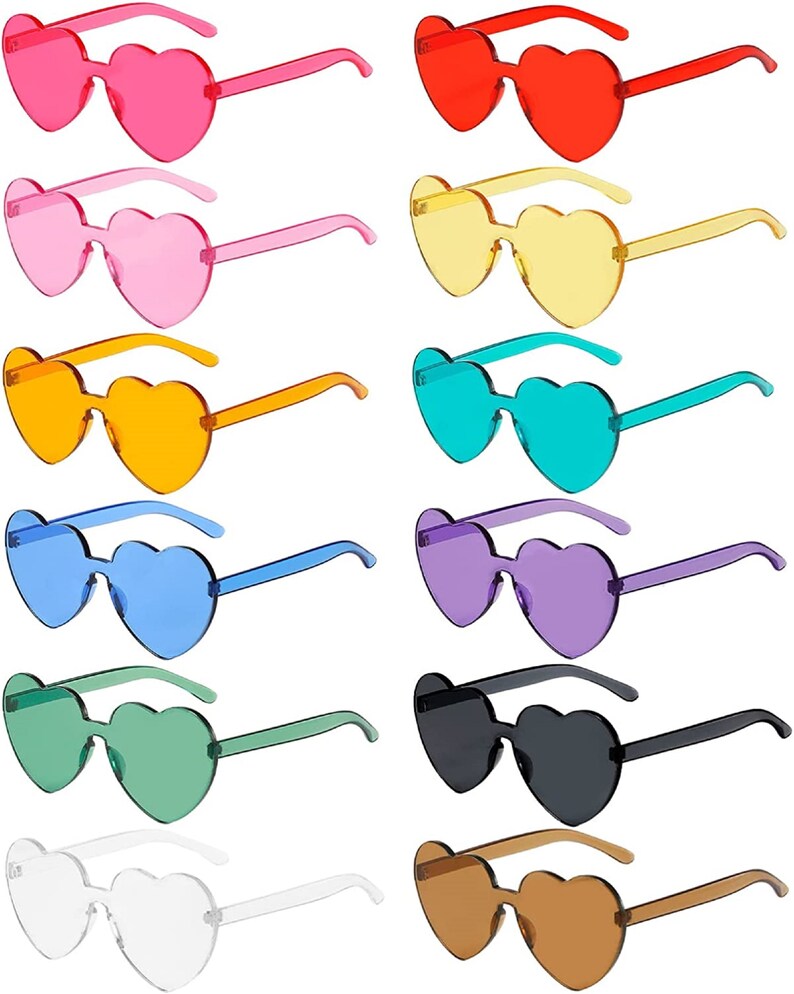 8 Pairs Rimless Sunglasses Heart Shaped Frameless Glasses Etsy
