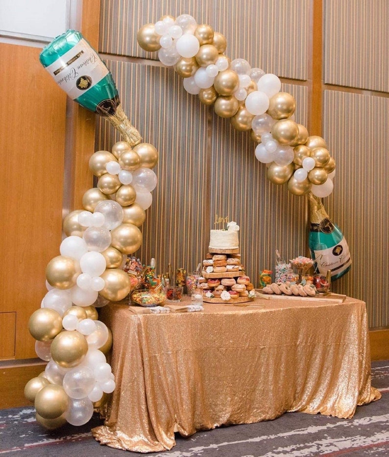 88 PCS Champagne Bottle Balloon Garland Arch Kit Gold Silver - Etsy