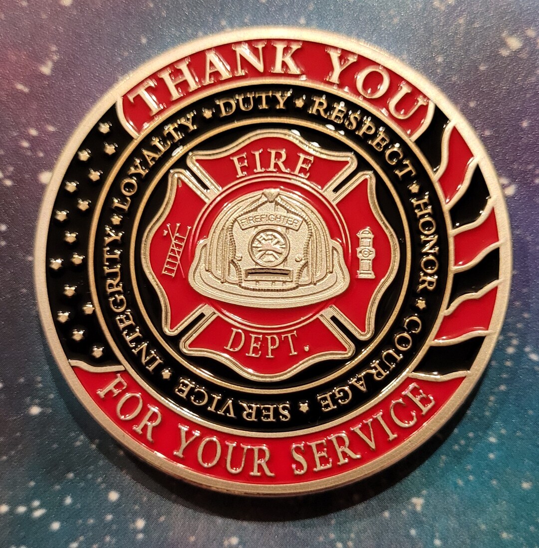 Thank You for Service / God Bless Firefighters Challenge Coin - Etsy