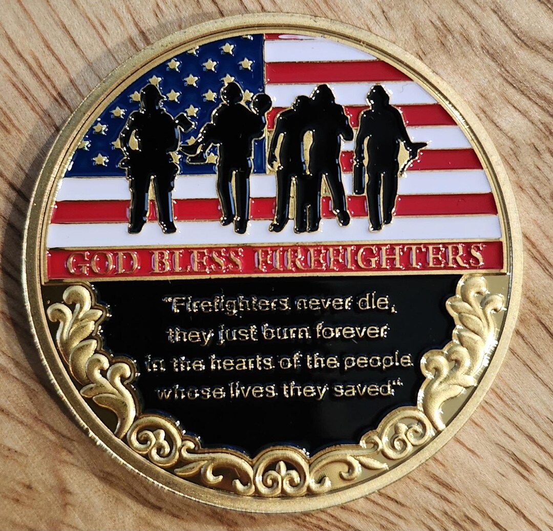 Thank You for Service / God Bless Firefighters Challenge Coin - Etsy
