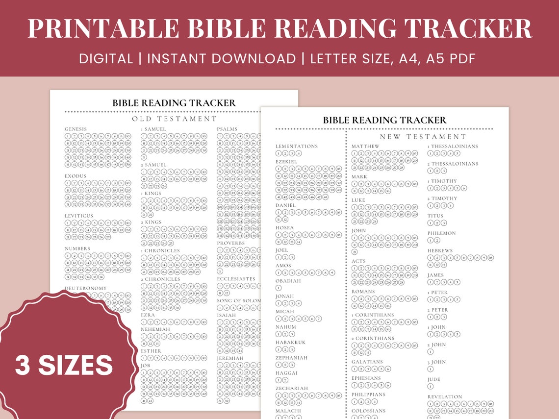 Printable Bible Chapter Reading Tracker Chapter by Chapter - Etsy