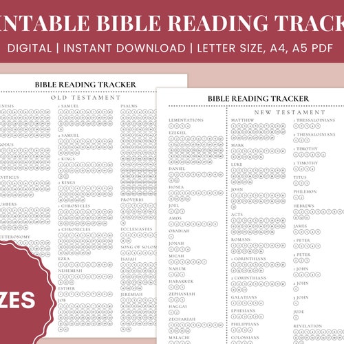Printable Bible Chapter Reading Tracker Chapter by Chapter - Etsy