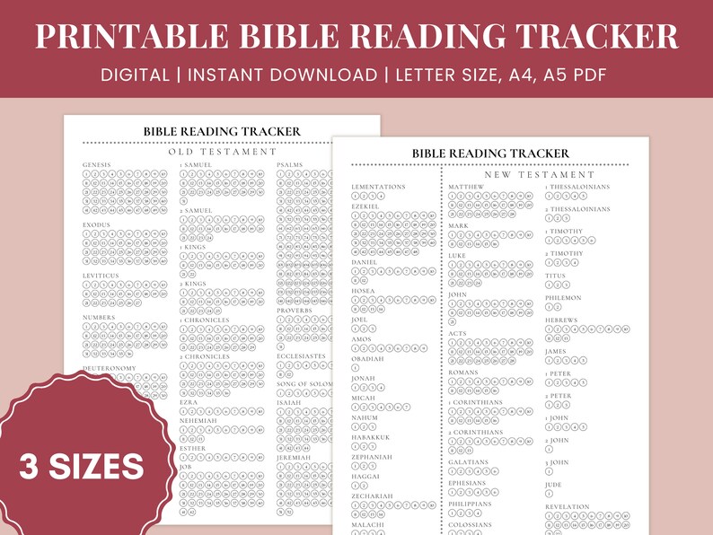 Printable Bible Chapter Reading Tracker Chapter by Chapter Reading Log ...