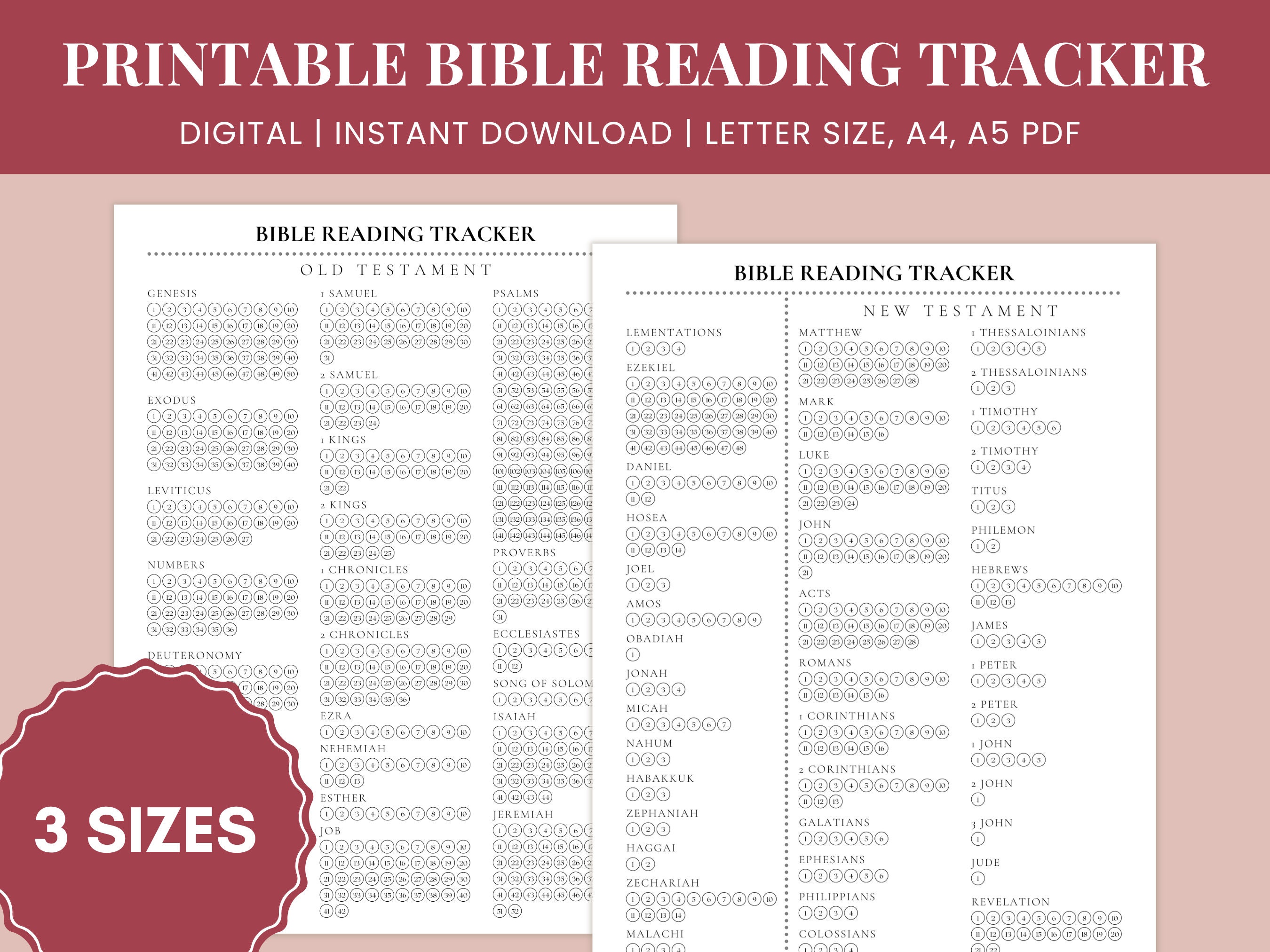 Bible Chapter Checklist Printable, Bible Journaling, Bible Tracker ...
