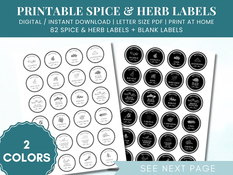 Printable Round Minimalist Spice and Herb Labels | Spice Jar Label ...