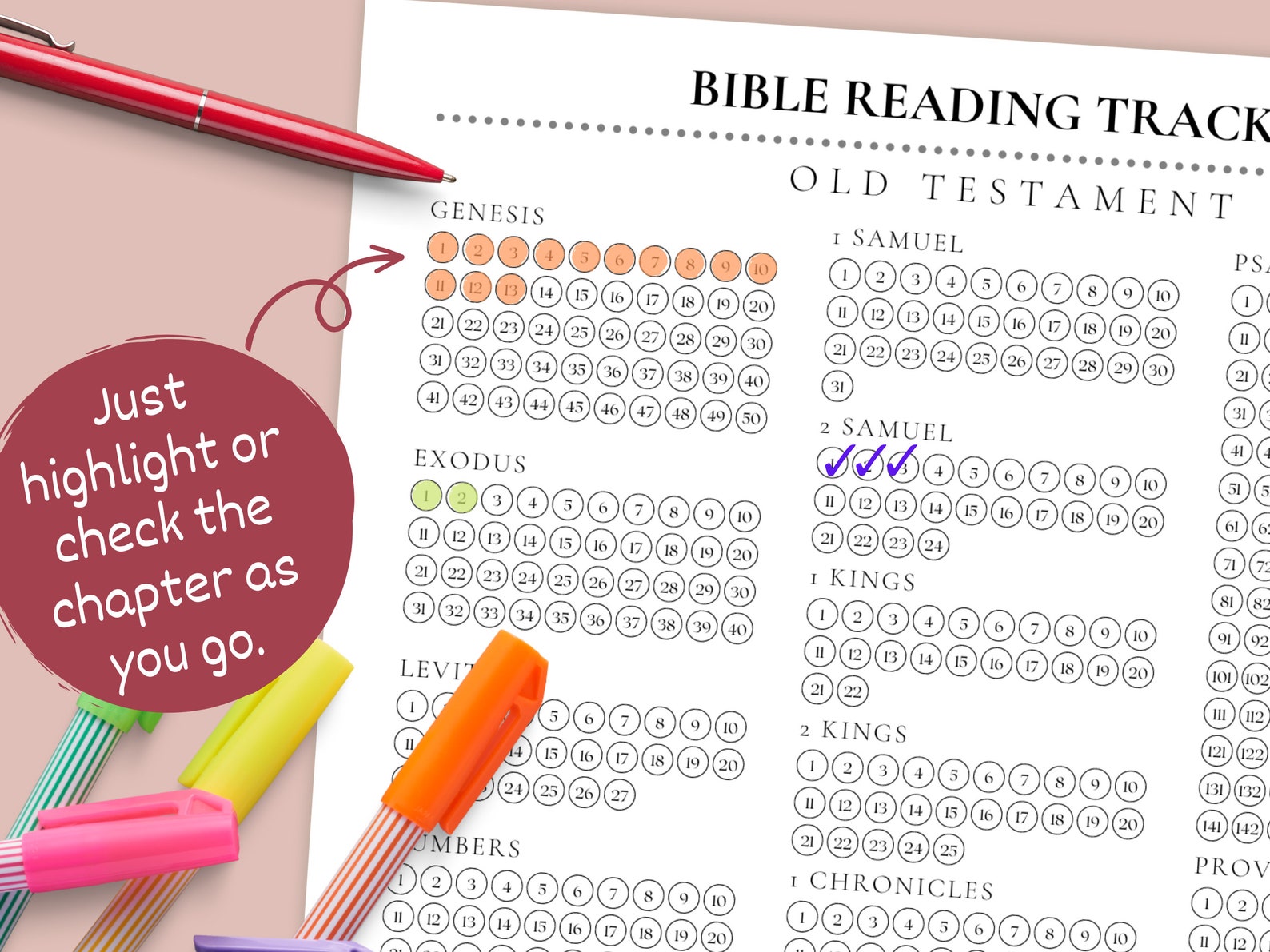Printable Bible Chapter Reading Tracker Chapter by Chapter Reading Log ...