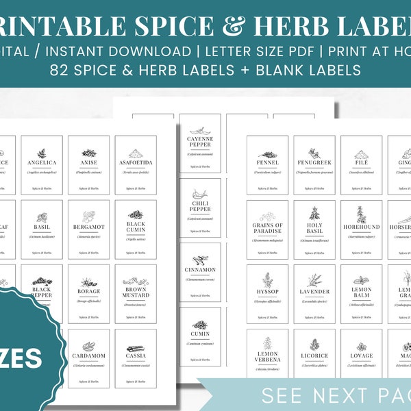 Spice Jar Labels - Etsy