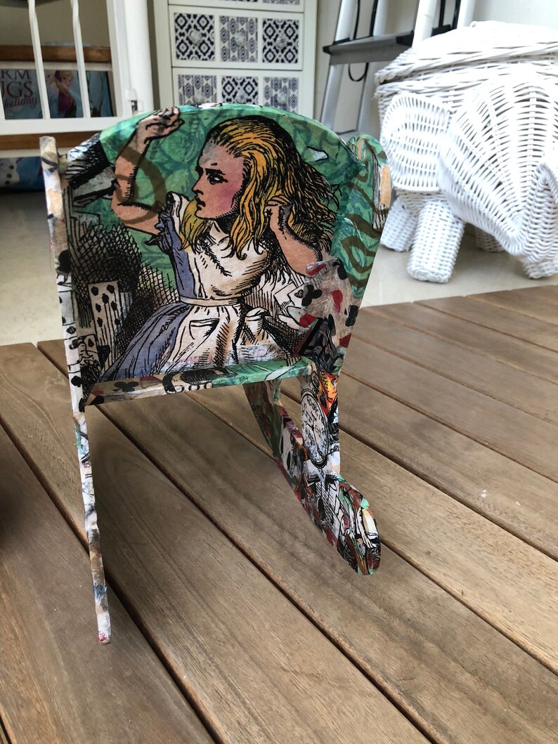 Decoupage Rocking Chair: Handmade Alice in Wonderland Decor - Etsy