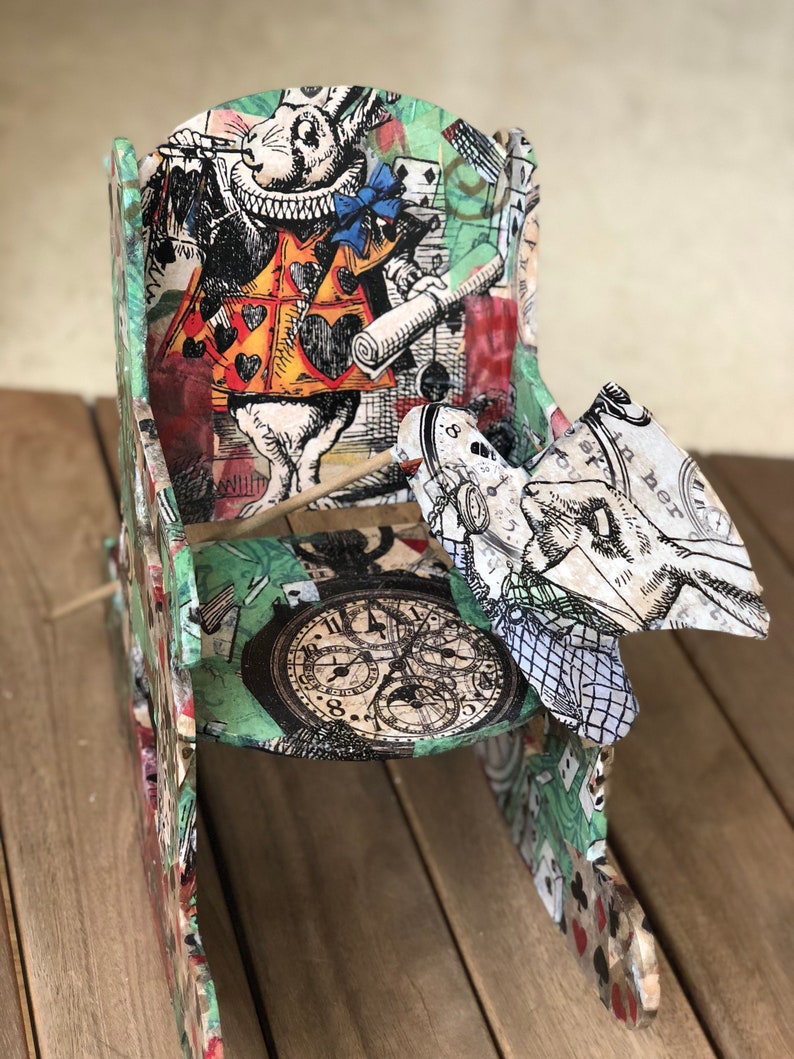 Decoupage Rocking Chair: Handmade Alice in Wonderland Decor - Etsy