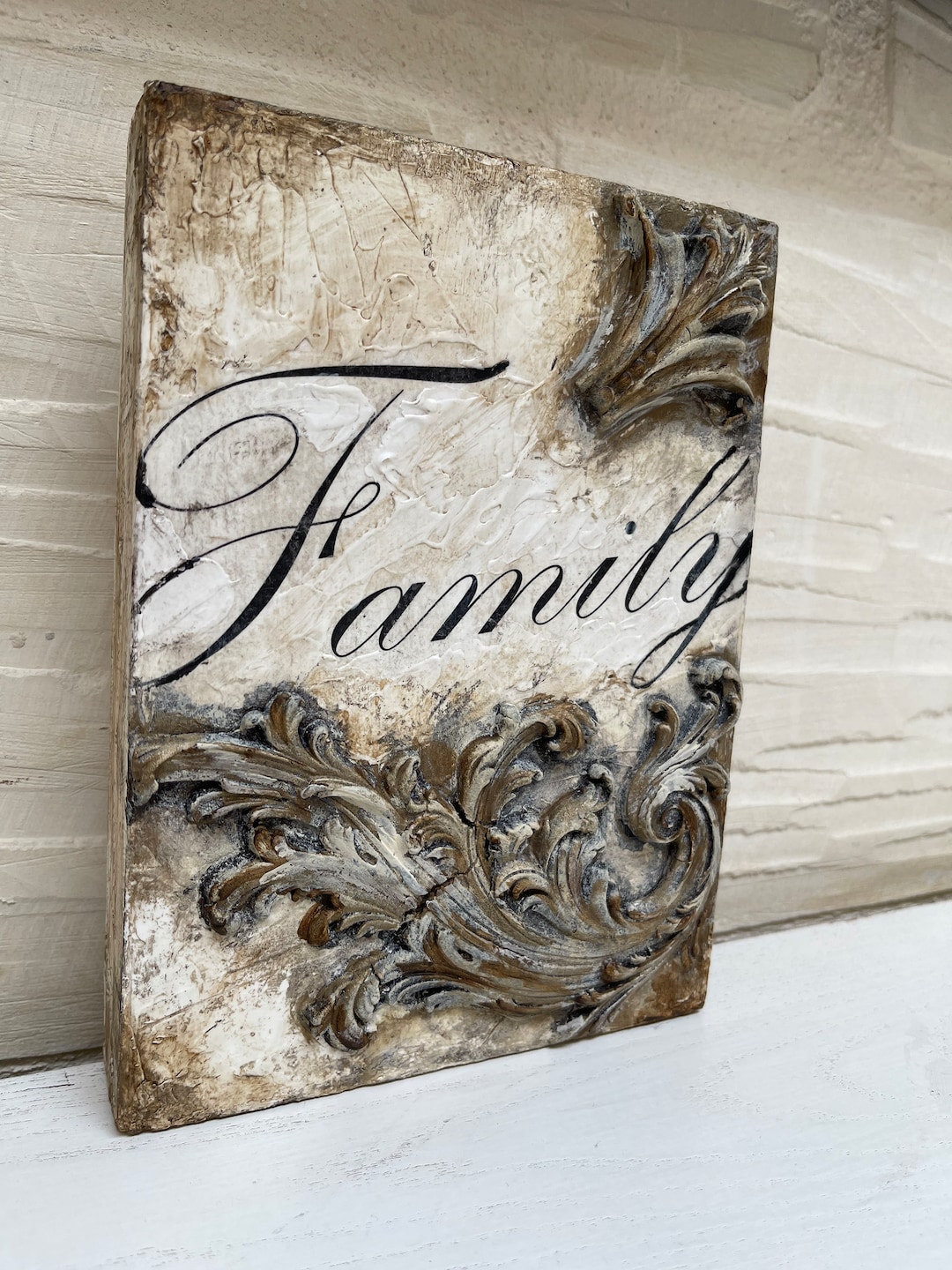 Handmade ‘family’ Memory Tile, Decoupaged Wall Art Plaque, Sid Dickens ...