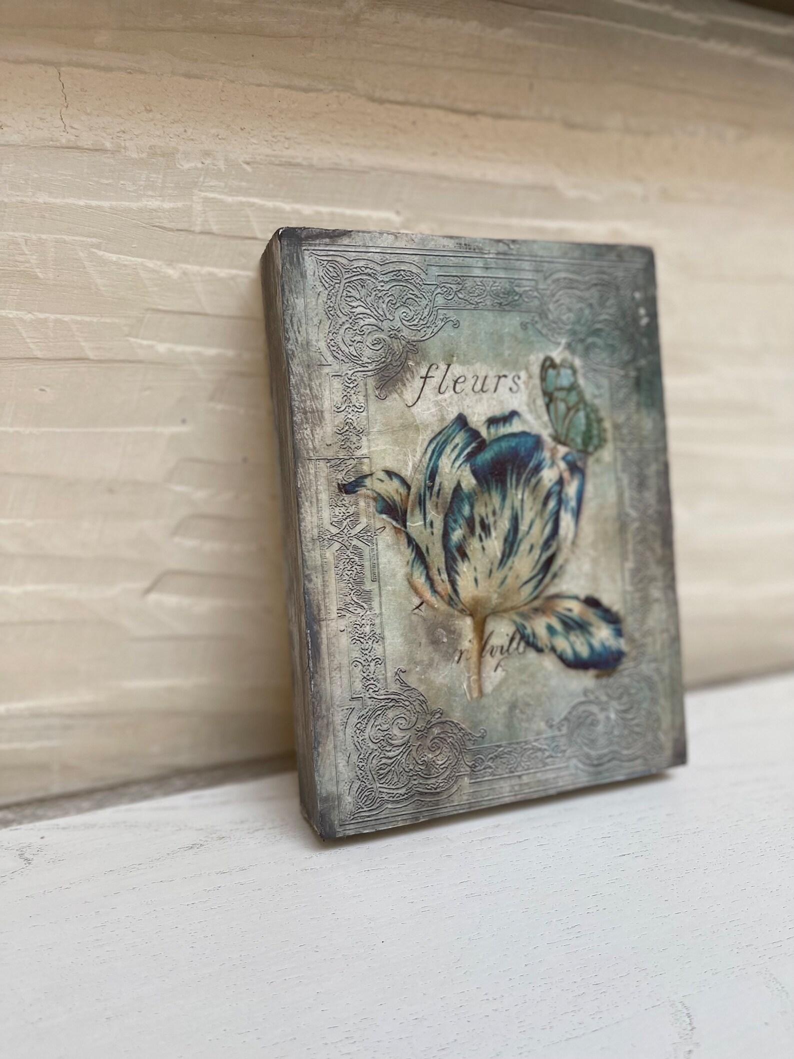 Hand Made Memory Tile blue Wings, Memory Block, Angel Wall Art, Memory ...