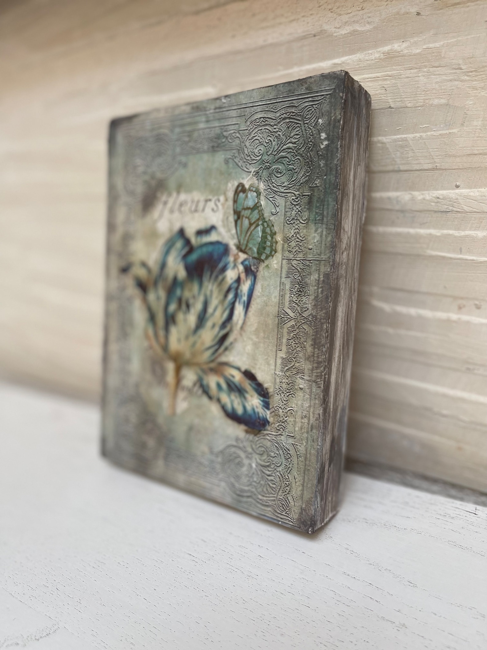 Hand Made Memory Tile blue Wings, Memory Block, Angel Wall Art, Memory ...