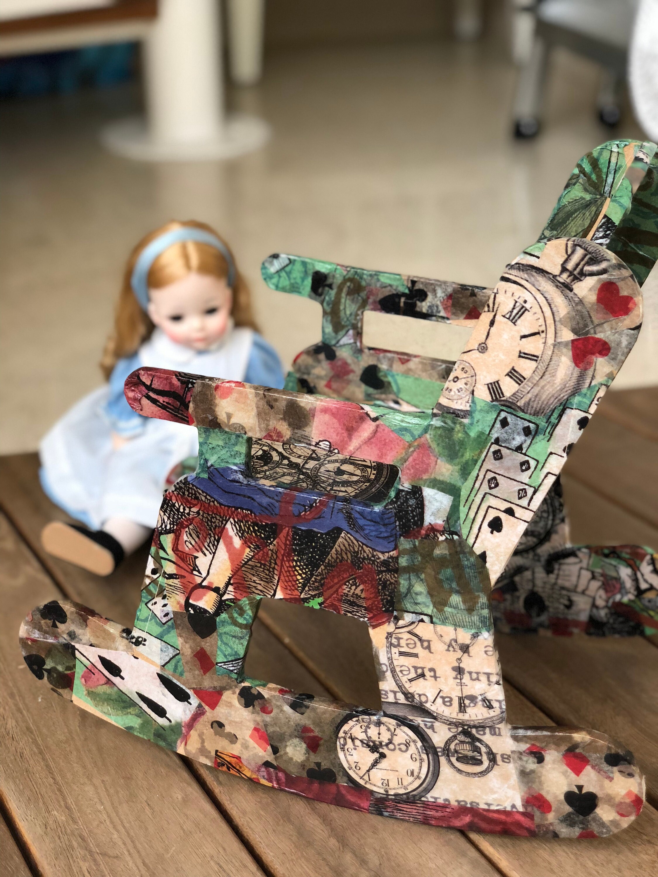 Decoupage Rocking Chair: Handmade Alice in Wonderland Decor - Etsy