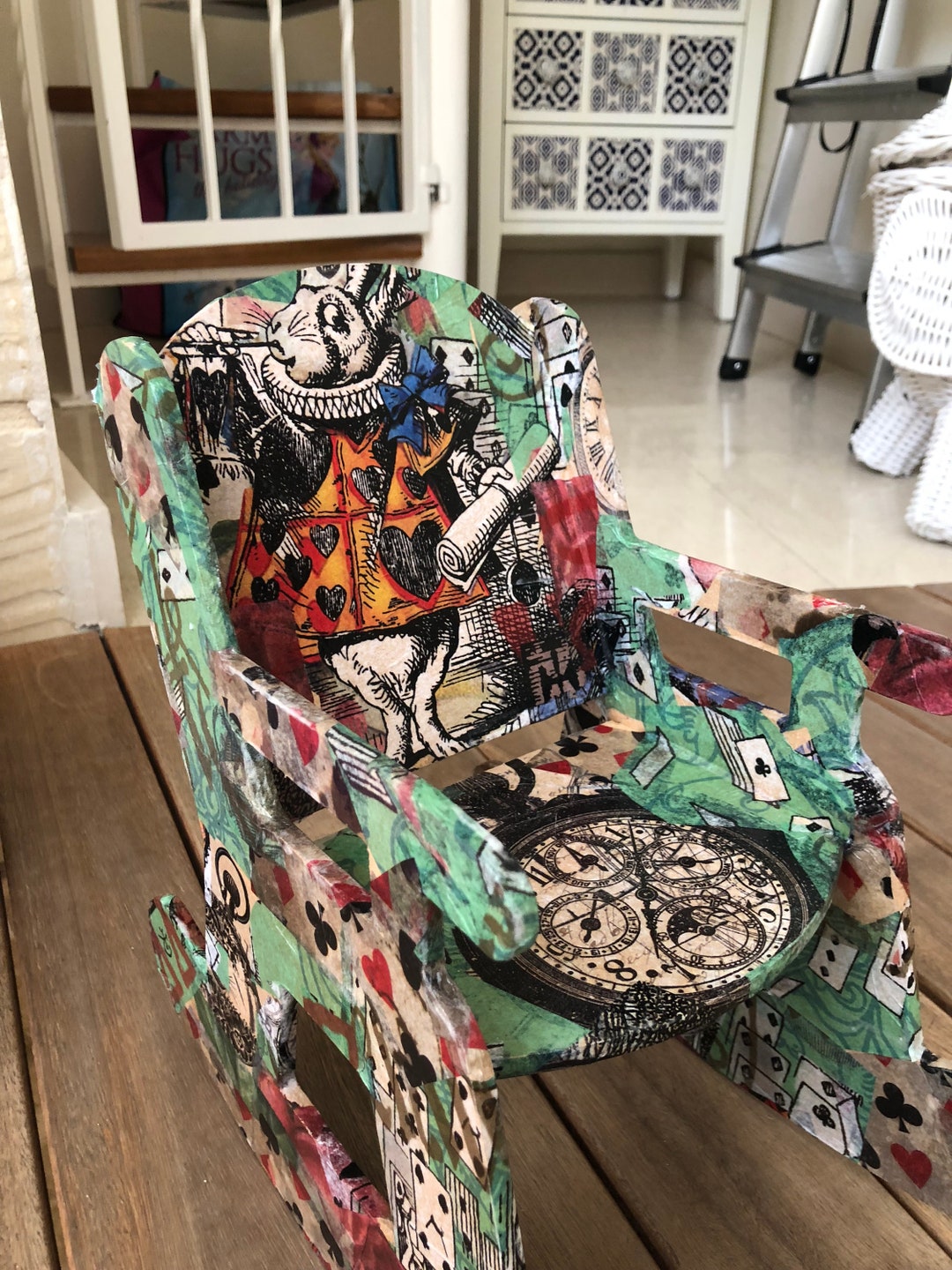 Decoupage Rocking Chair: Handmade Alice in Wonderland Decor - Etsy