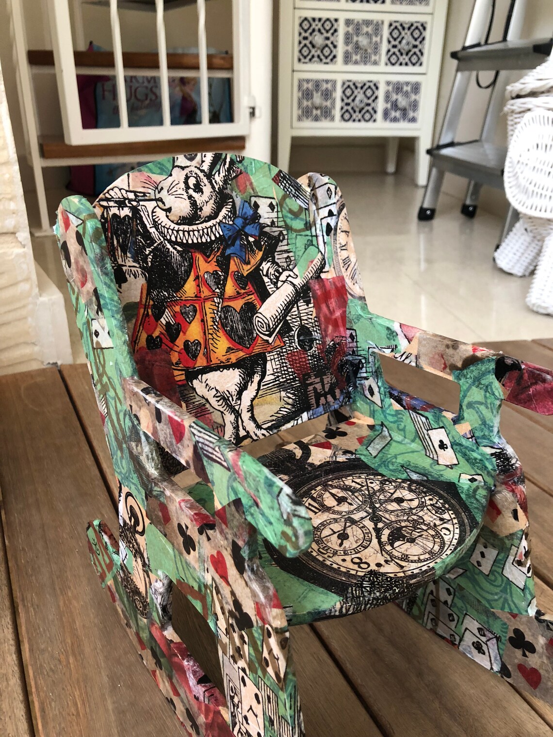 Decoupage Rocking Chair: Handmade Alice in Wonderland Decor - Etsy