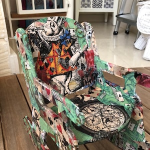 Decoupage Rocking Chair: Handmade Alice in Wonderland Decor - Etsy