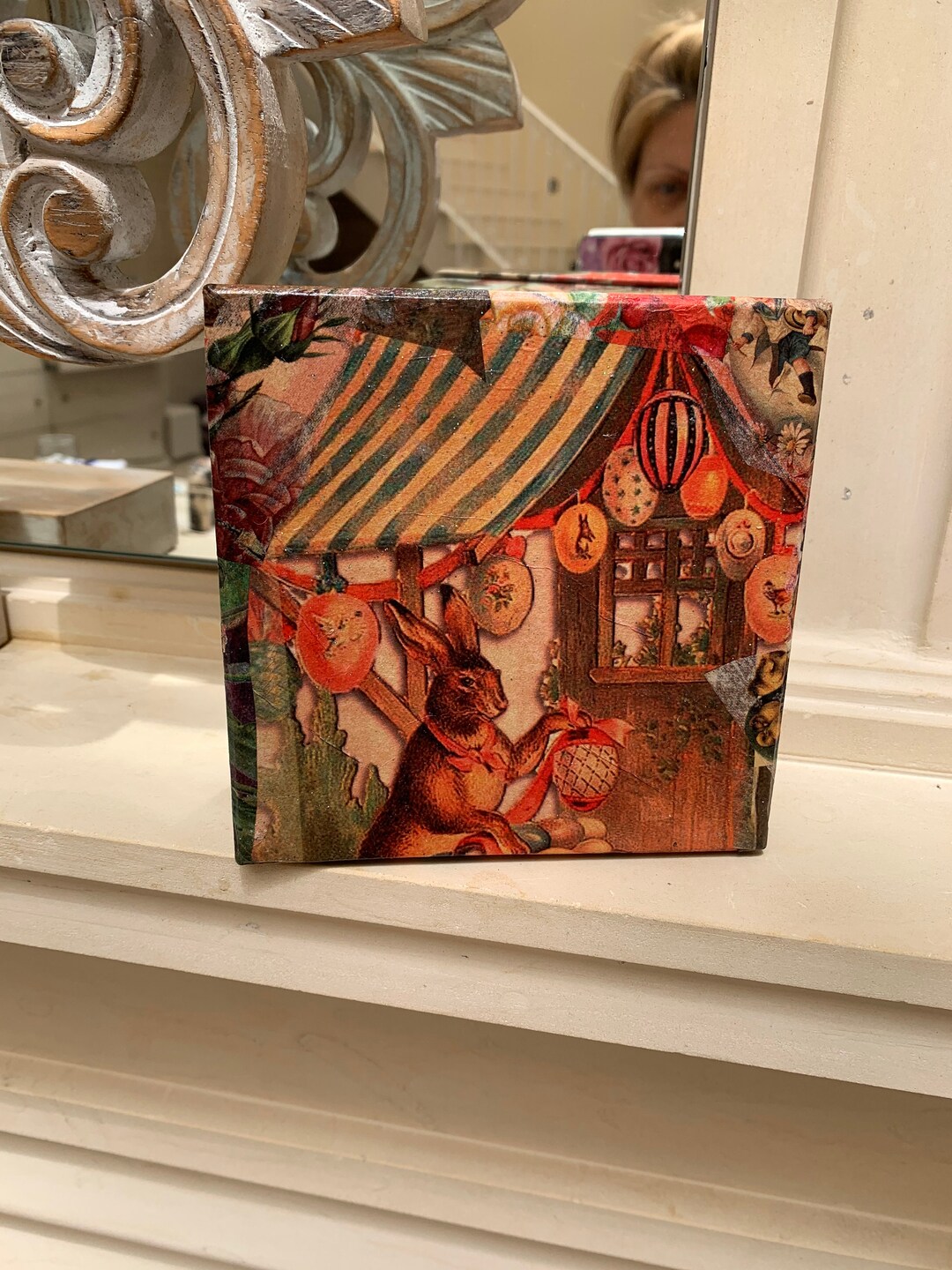 Easter Gift Vintage Decoupage Box easter Rabbit, Handmade Decoupage ...