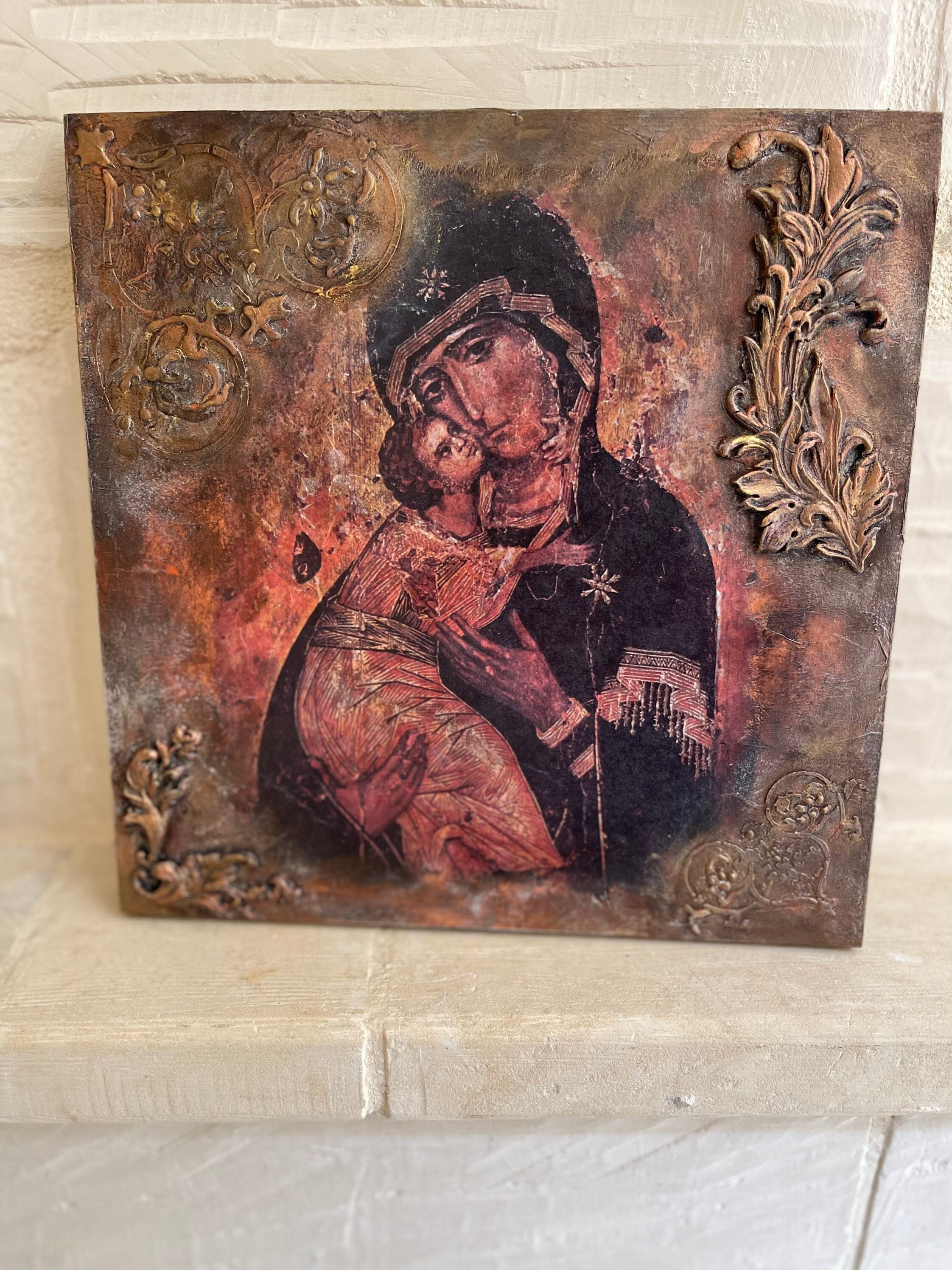 Madonna of Vladimir Icon, Theotokos of Vladimir Icon, Decoupage, Virgin ...