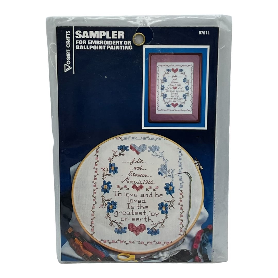 Vogart Stamped Cloth Baby Announcement Crafts Sampler Embroidery Paint ...