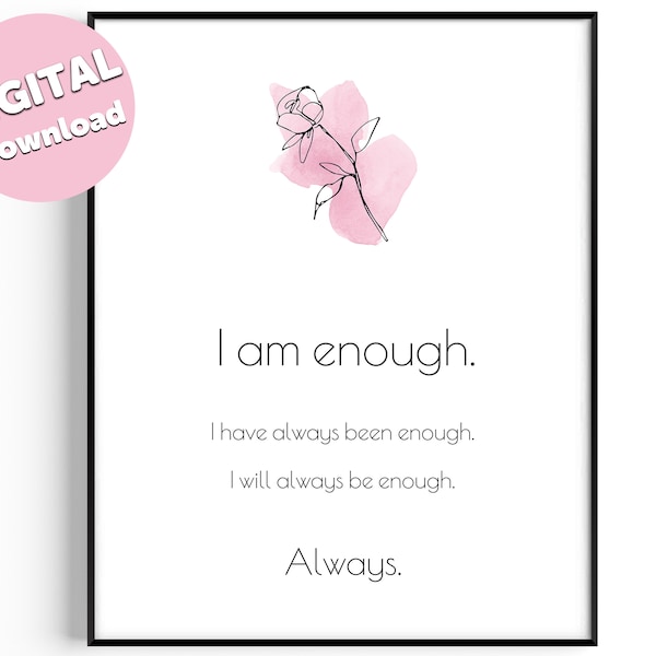 I Am Enough Printable - Etsy