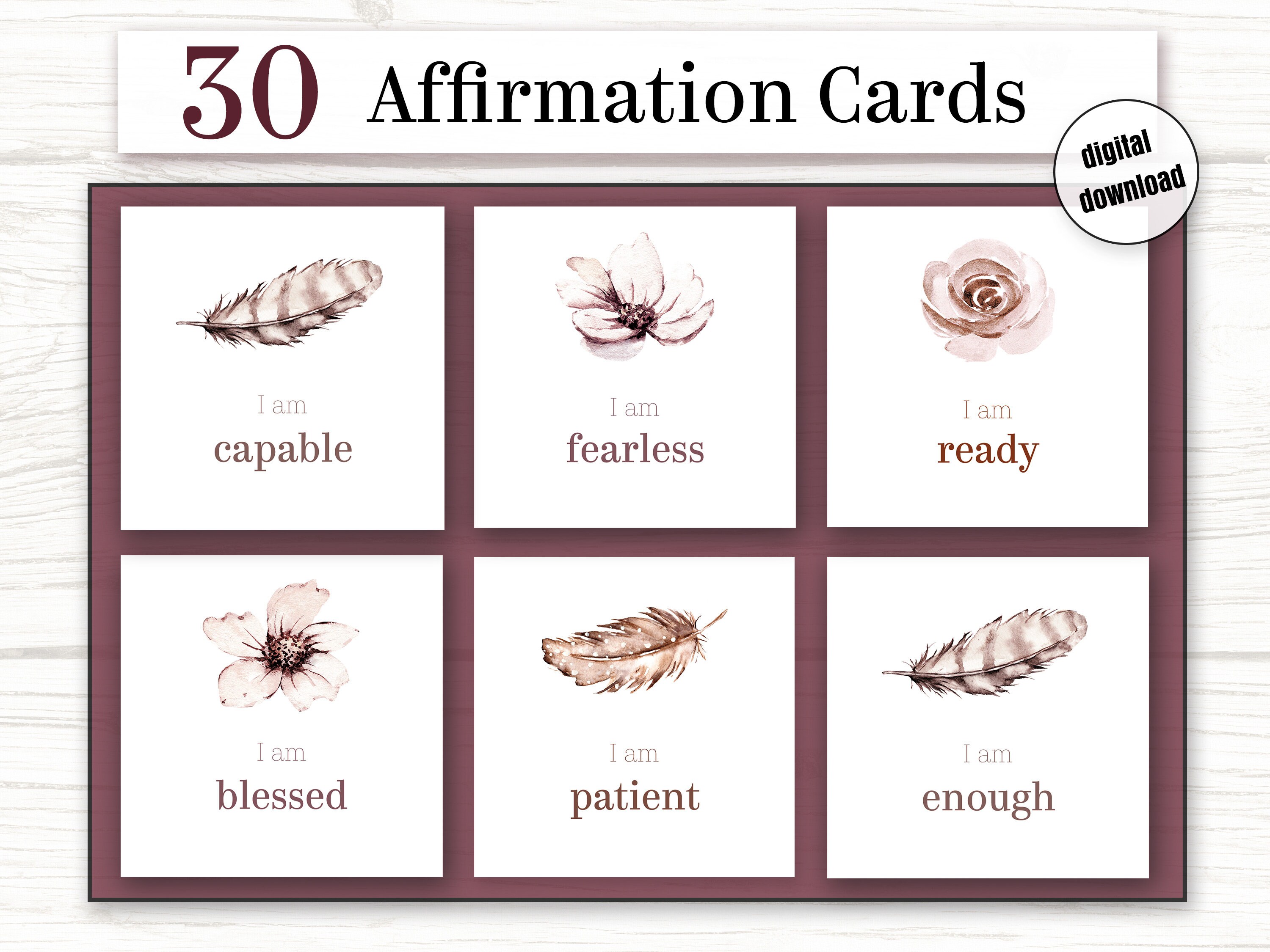 Self-love Printable Cards Positive Affirmations Cards Printable Daily ...