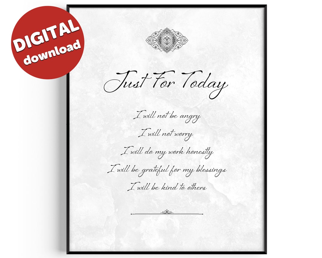 Reiki Principles Poster Reiki Principles Printable Just for Today ...