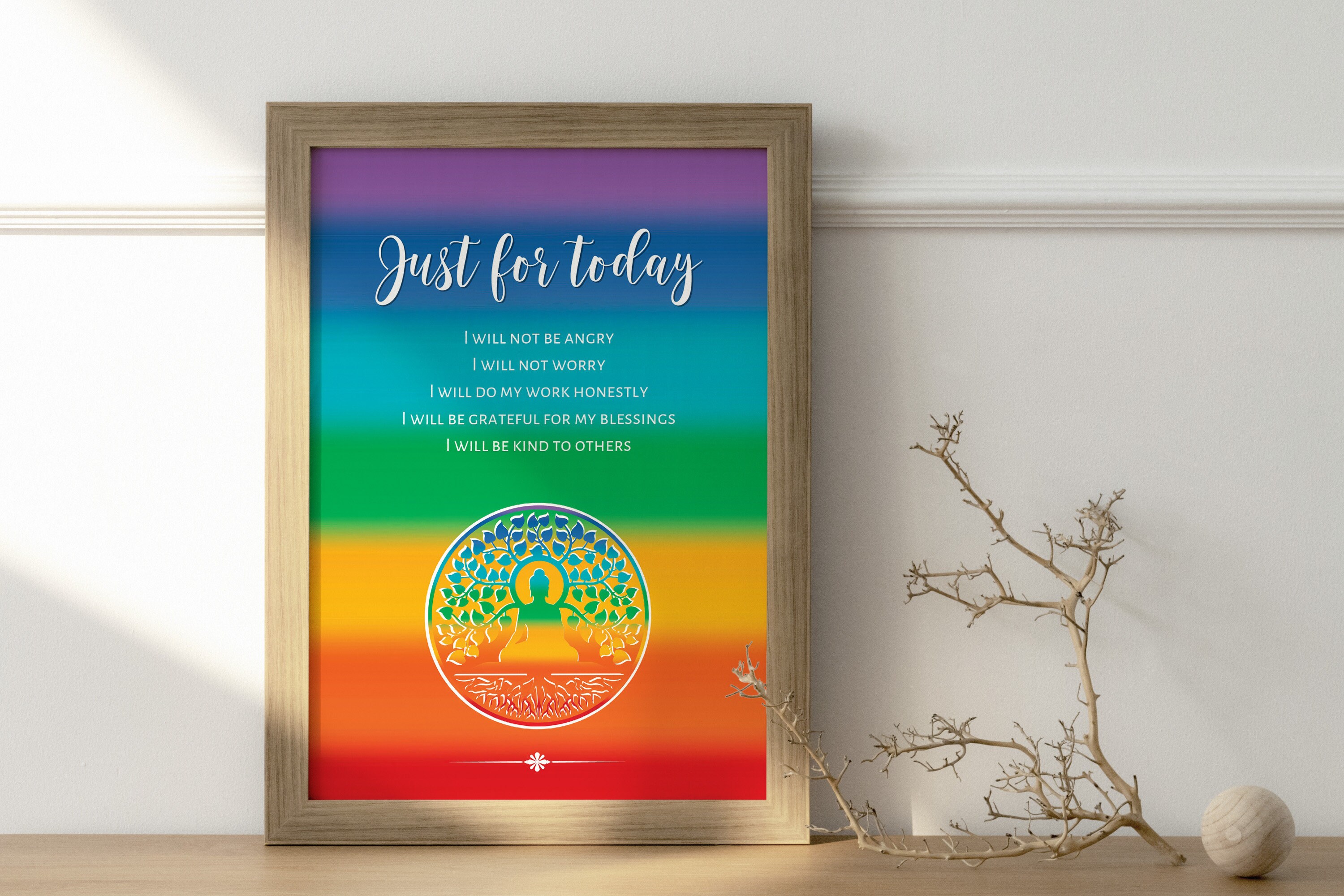 Reiki Principles Printable Just for Today Reiki Poster 5 - Etsy