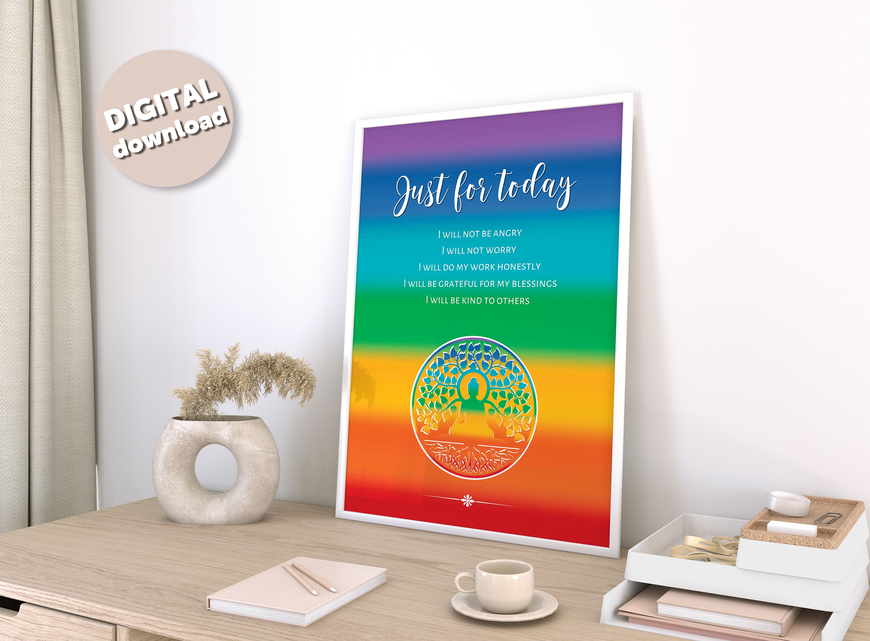 Reiki Principles Printable Just for Today Reiki Poster 5 - Etsy