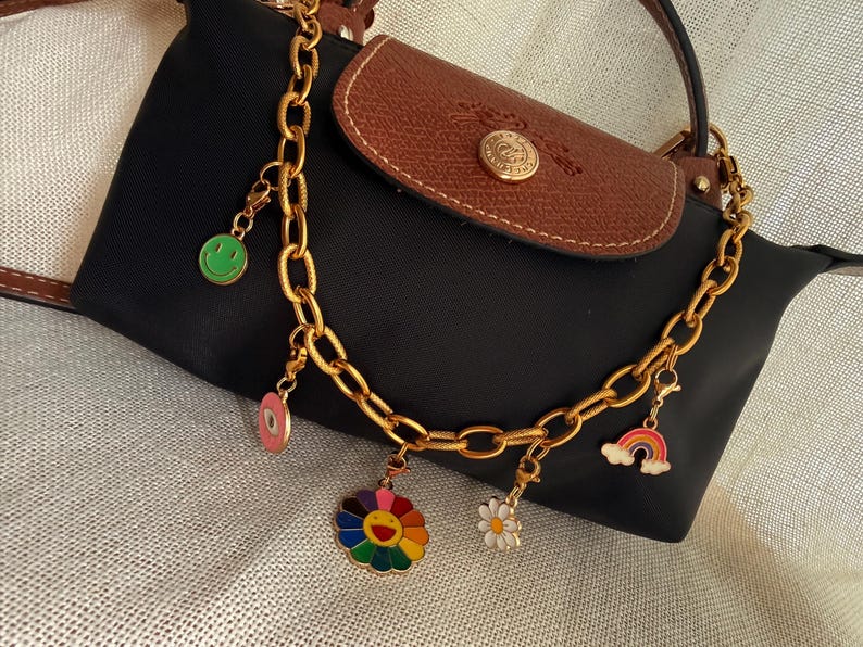 Customizable Gold Bag Charm – Bag Chain With Colorful Charms, Trendy ...
