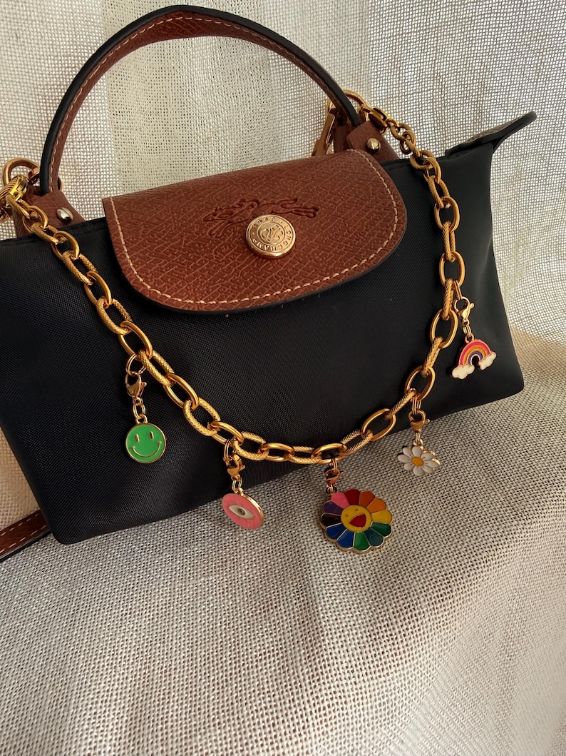 Customizable Gold Bag Charm – Bag Chain With Colorful Charms, Trendy ...
