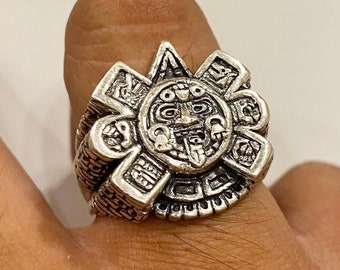 Quetzalcoatl Aztec Kukulkan Mayan Ring Solid Silver 925 / Azteca Maya ...