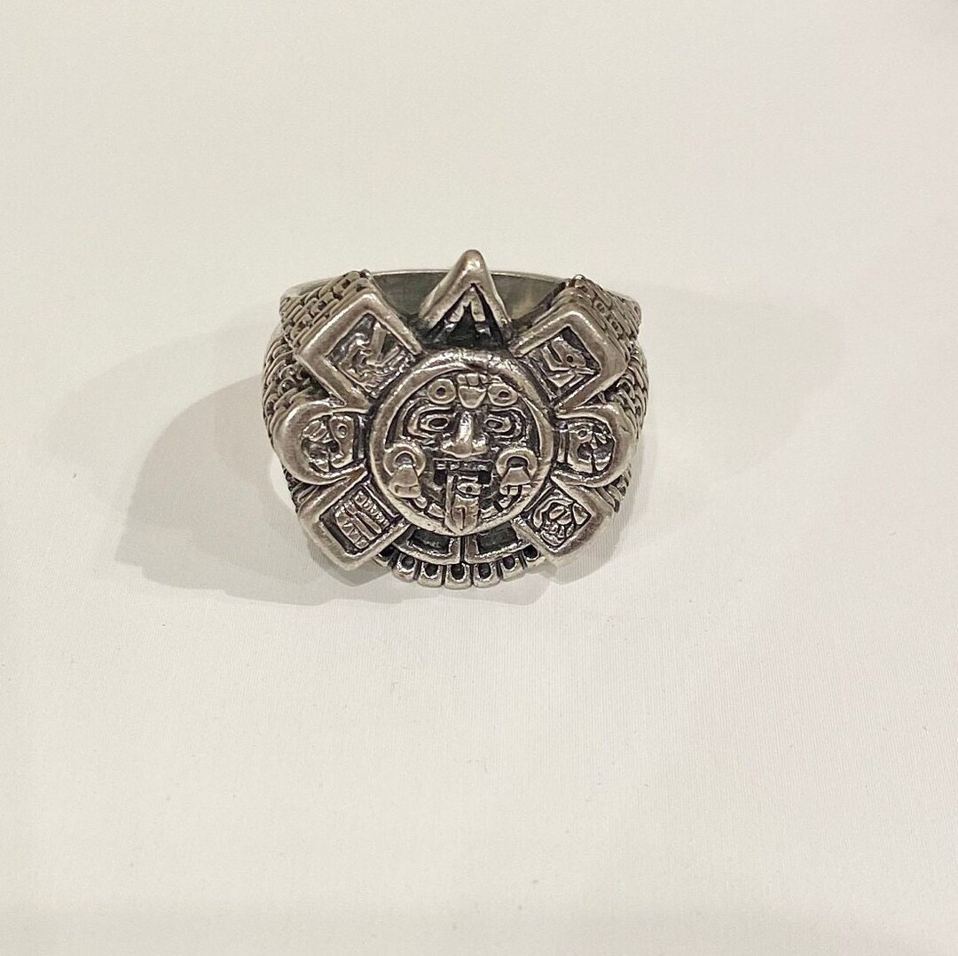 Mayan Aztec Calendar Silver 925 Ring / Anillo Calendario Maya - Etsy
